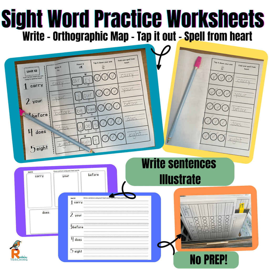 Orthographic Mapping Sight Word Practice Worksheets - HD Word Units ...