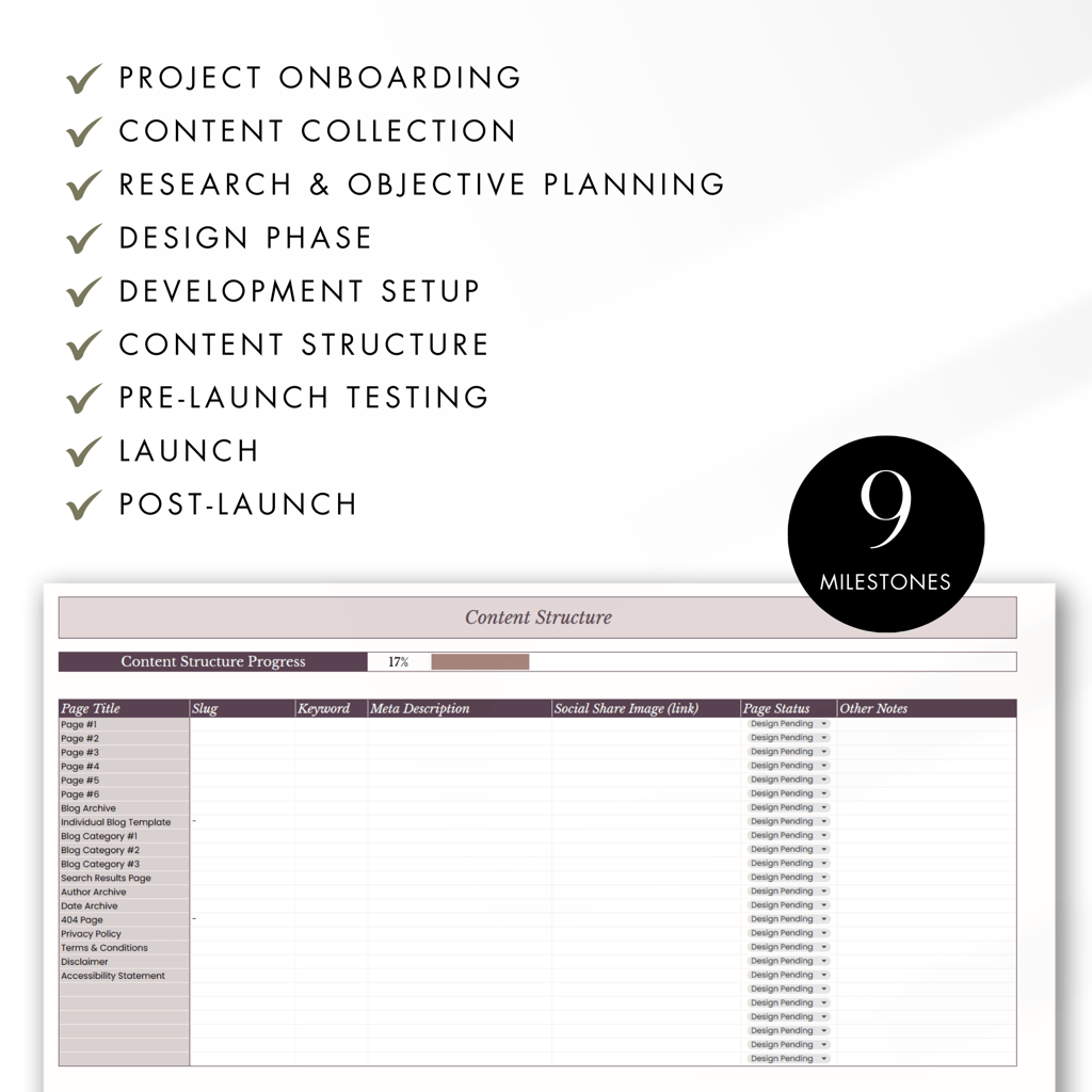 Web Designer's Ultimate Project Tracker Sheet – Taysia Peterson