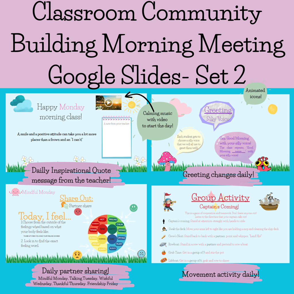 Morning Meeting Slides - Community Building- BUNDLE +Back to School ...