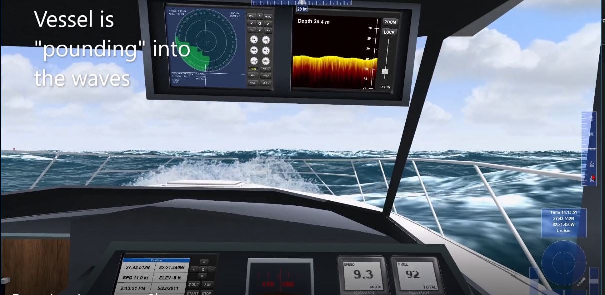 Running in waves video simulation – MuVIT Boating Simulator