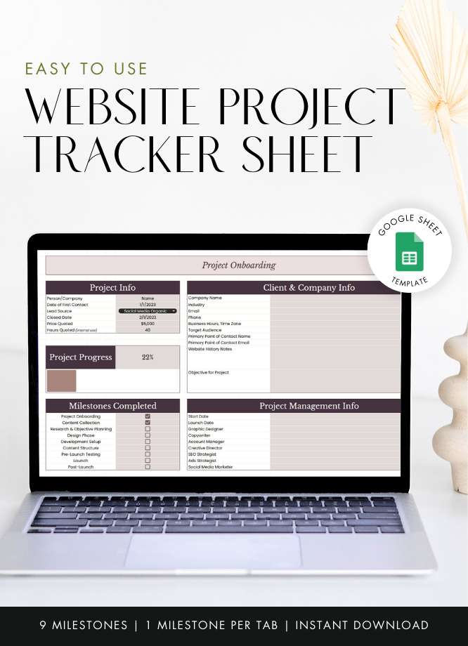 Web Designer's Ultimate Project Tracker Sheet – Digiality Co.