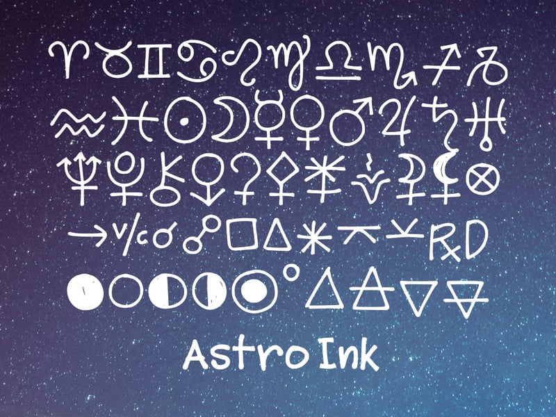 Astrology Glyph Font – Websites & Design by Muñeca Osorio