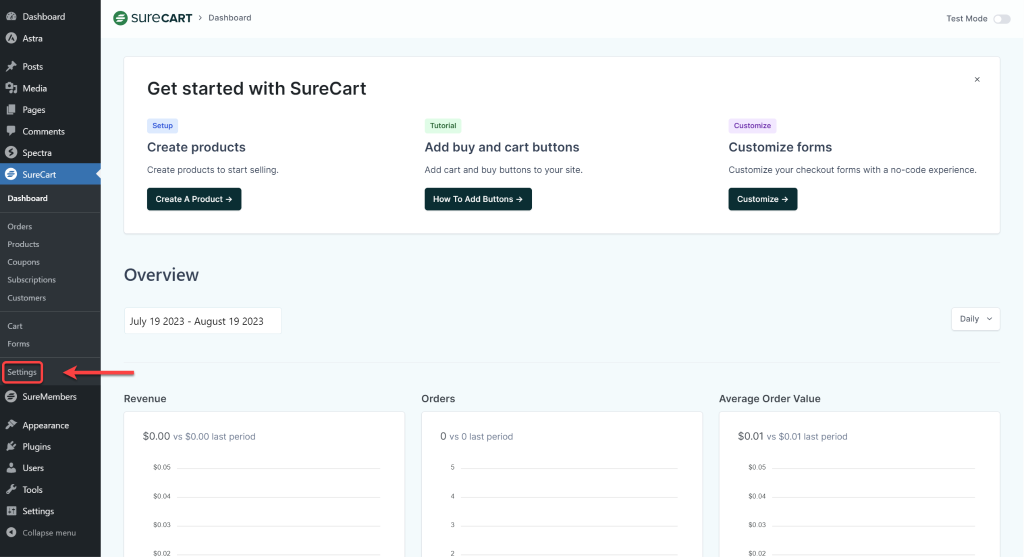 How To Clear Test Data SureCart