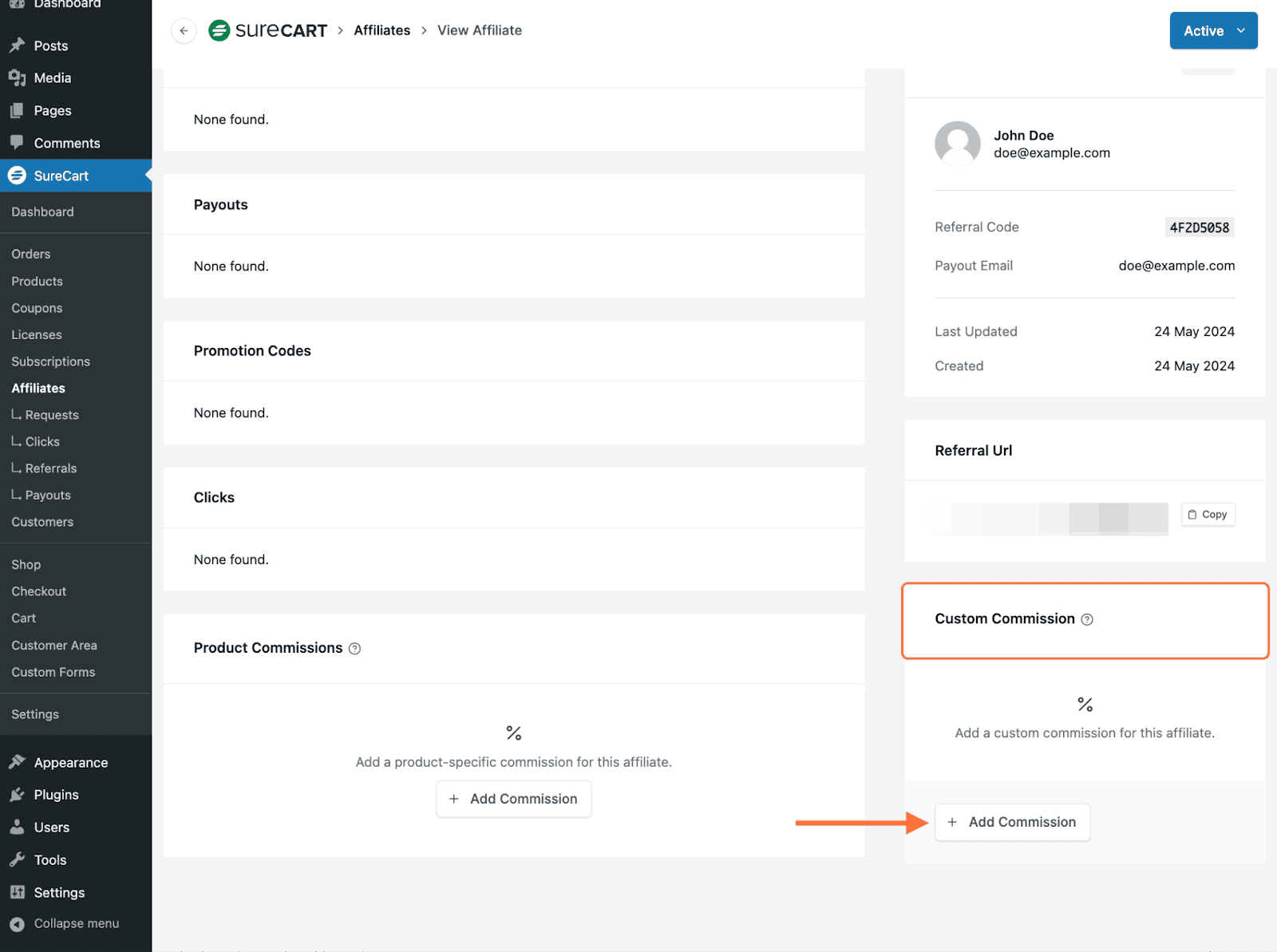 How to Override Commission Amounts for Certain Affiliates - SureCart